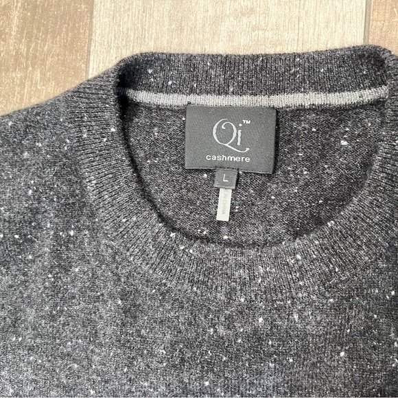 Qi | Sweaters | Qi Cashmere Sweater Large Black Speckled Crewneck Long ...